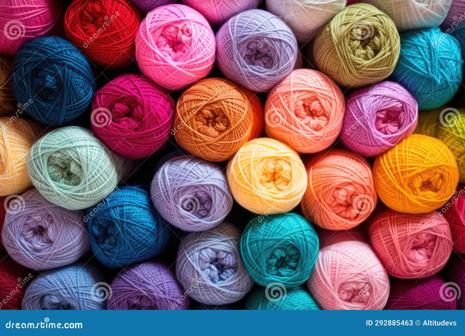 Multi-colored Yarn Balls Arranged in a Gradient Stock Image - Image of yarn, balls: 292885463