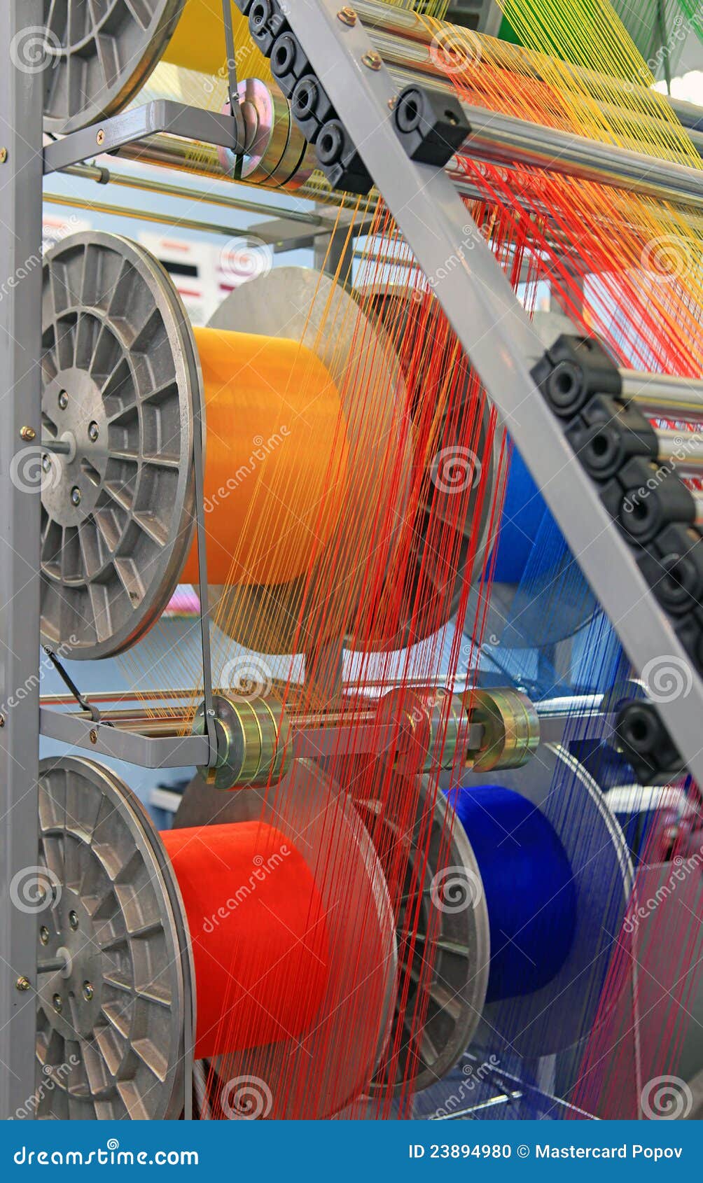 Multi-colored Yarns in the Textile Machine Stock Photo - Image of fiber ...