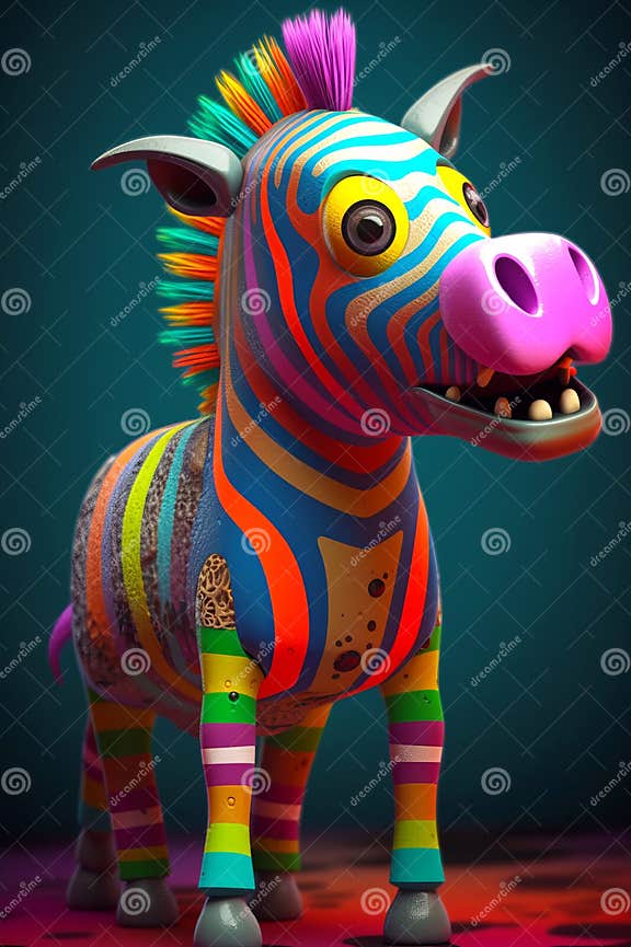Multi-colored Zebra on a Dark Stock Illustration - Illustration of ...