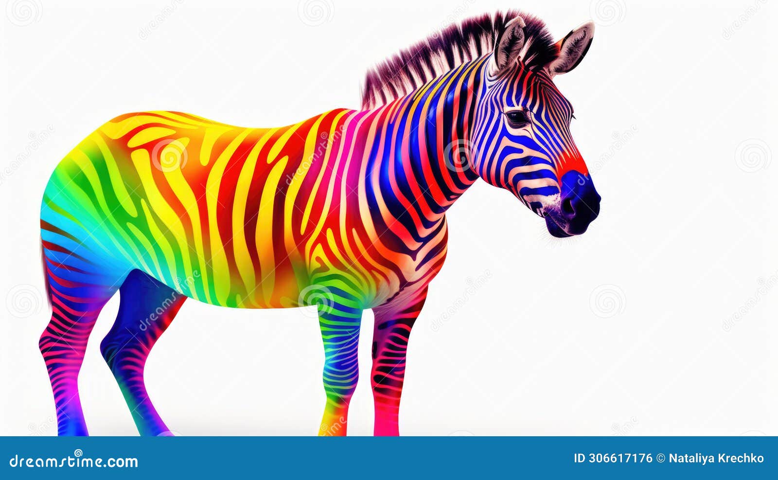 Multi-colored Zebra on a White Background. Modern Design Stock Photo ...