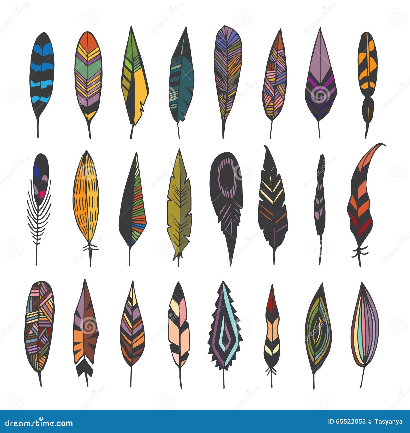 Multi Colors Feather on White Stock Vector - Illustration of background ...