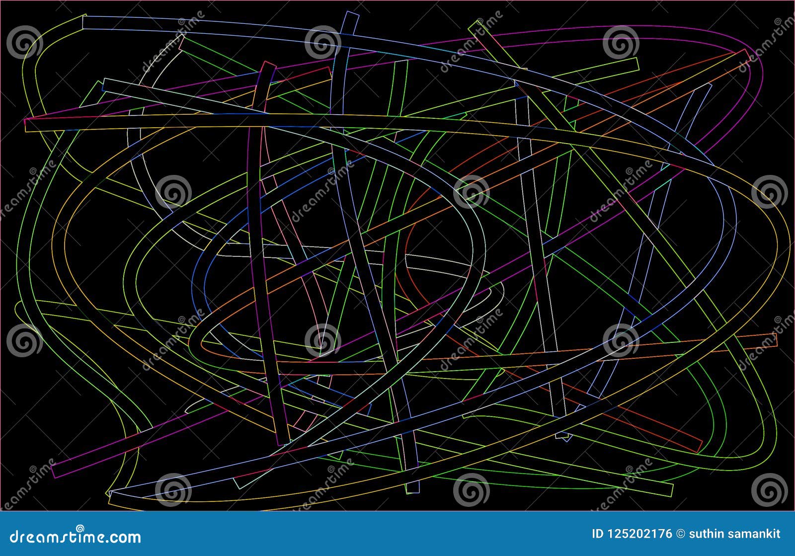 Multi Colors Line Black Background Stock Illustration - Illustration of ...