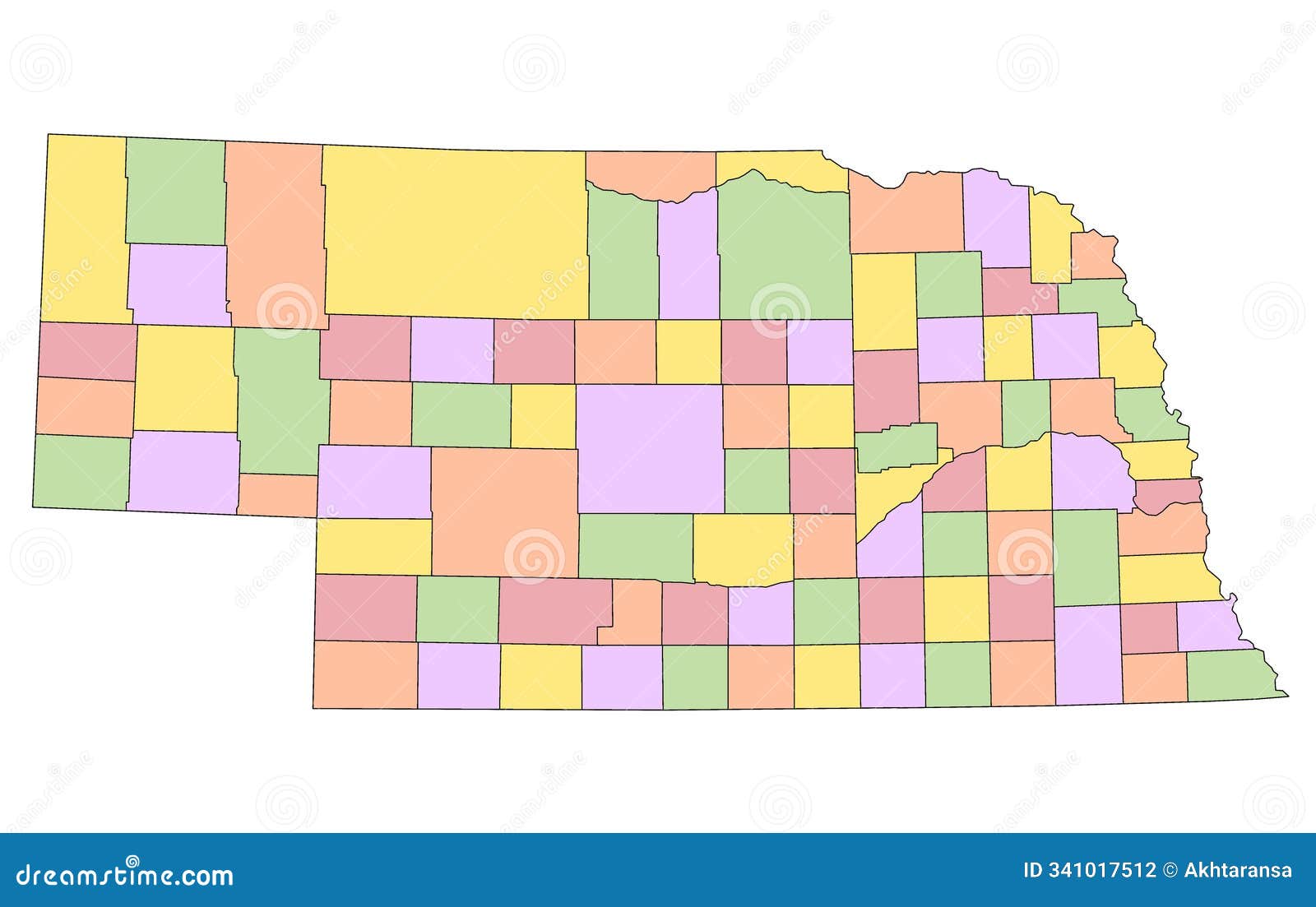 Multi Colors Nebraska Map and Counties Stock Illustration ...