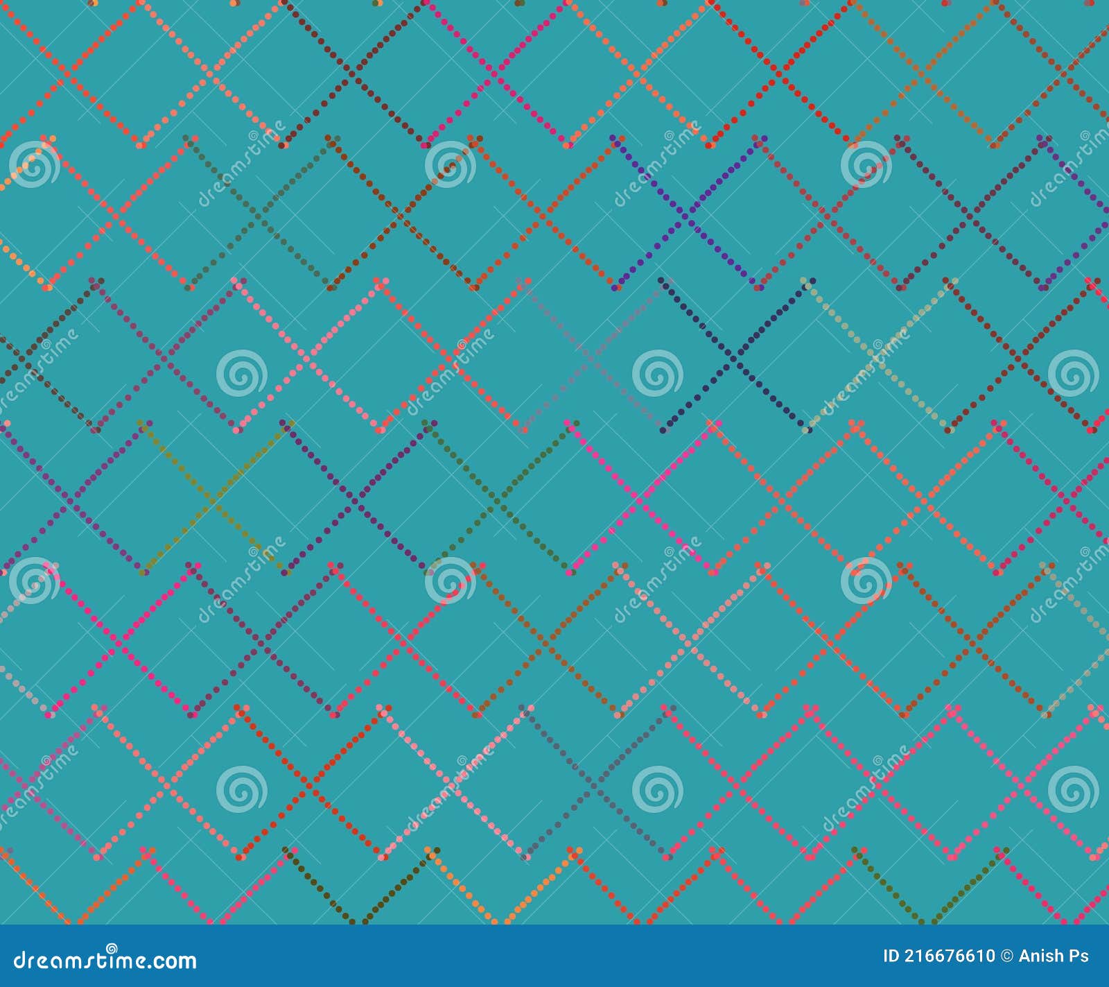 Multi Colour Dot Rectangular Repeat Pattern in Light Blue Background ...