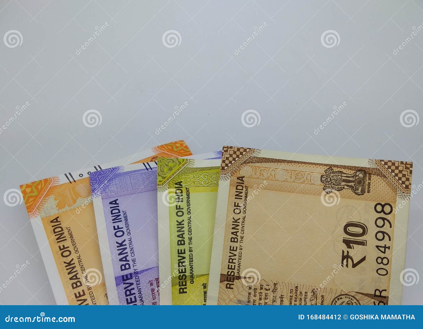 Multi Colour Indian Currency Notes on White Background Stock Photo ...