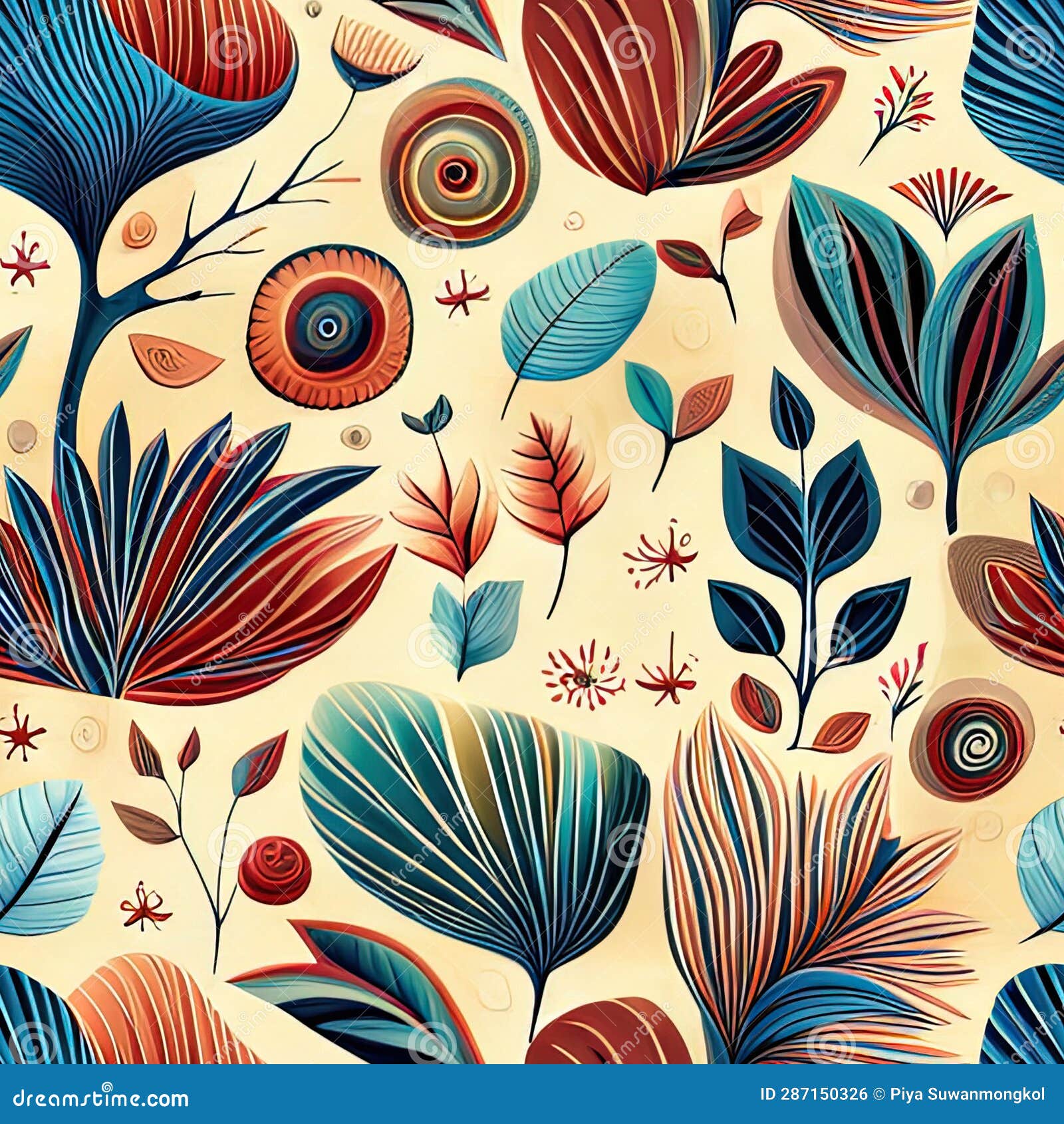 A Seamless, Pattern of Delicate Line Art in Multi Colour, with ...