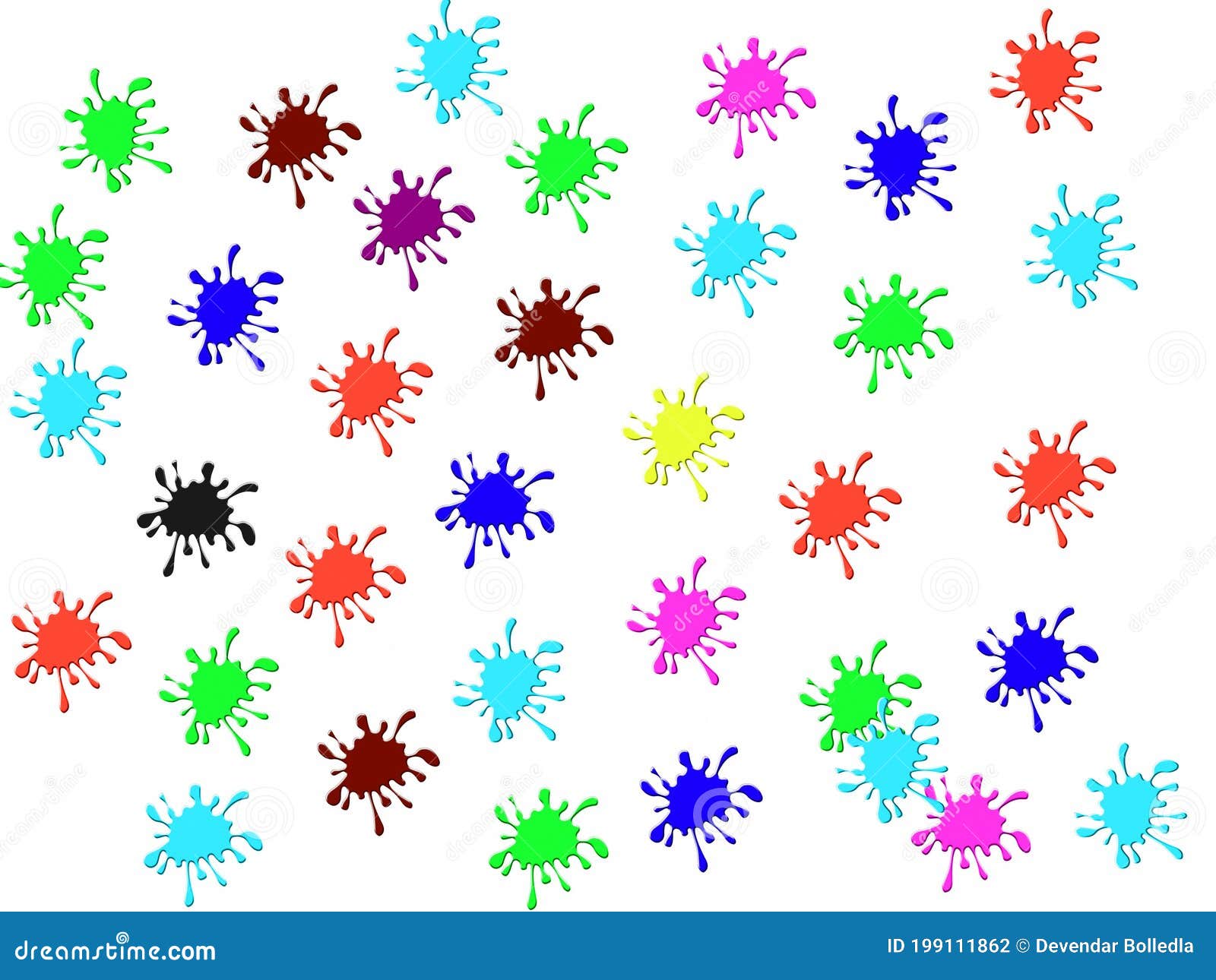 Multi Colour Paint Splashes Beautiful Illustration on Plain White ...