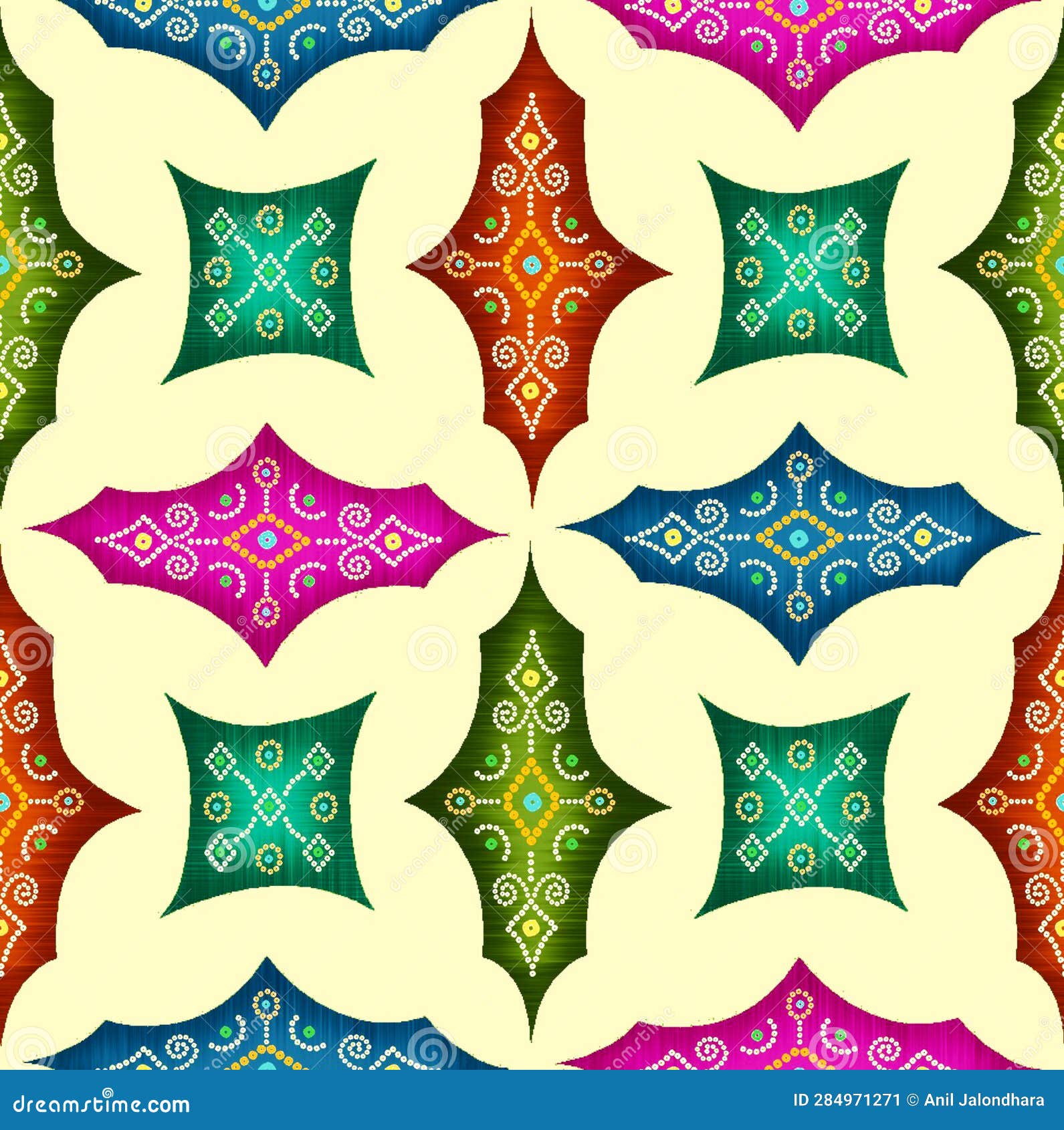 Multi Colour Seamless Abstract Bandhani Pattern Texture Effect Stock ...