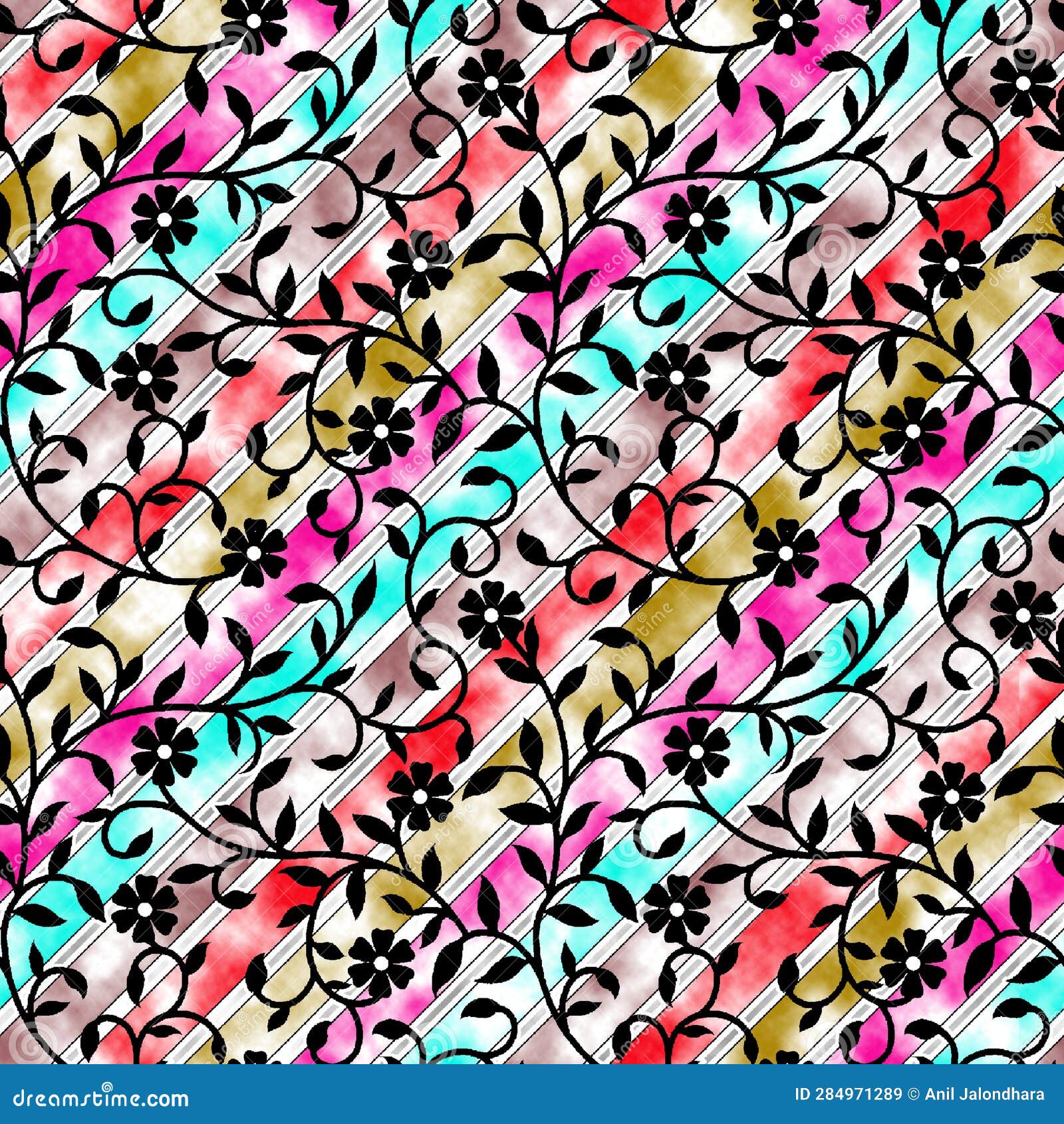 Multi Colour Seamless Abstract Floral Pattern Cloudy Texture Effect ...