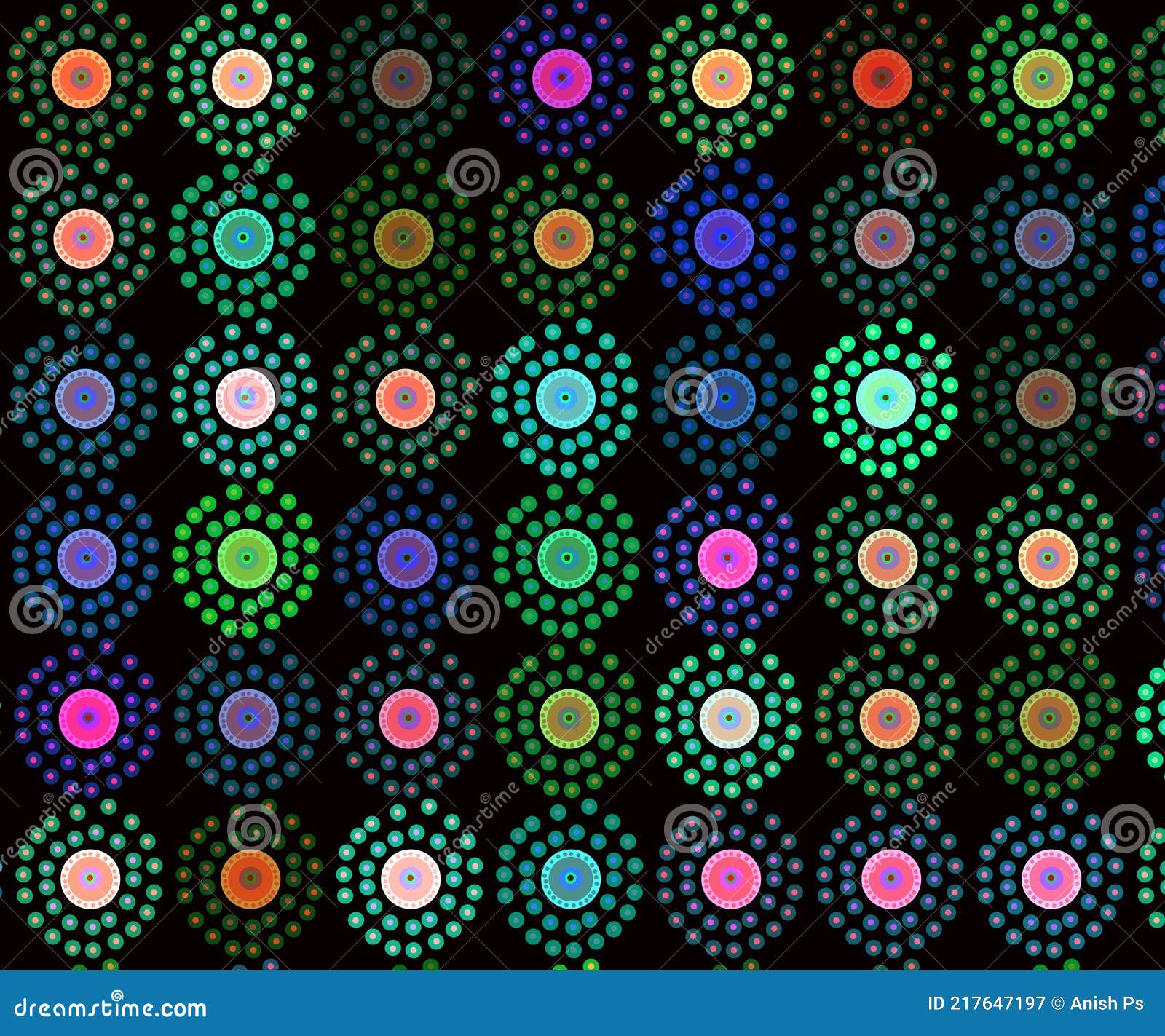 Multi Colour Seamless Dot Pattern in Black Background Stock ...