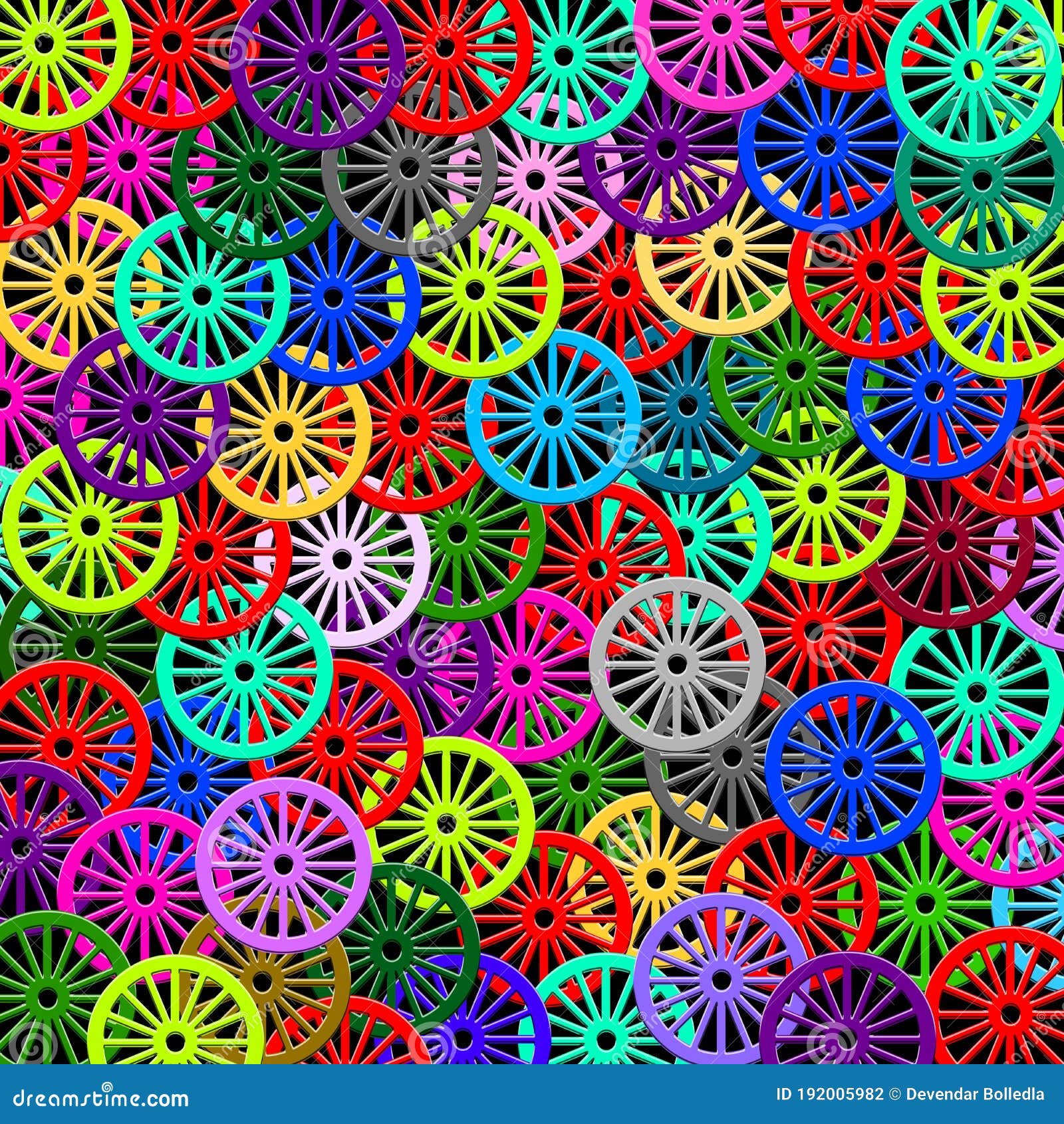 Multi Colour Wheels Beautiful Pattern Stock Illustration - Illustration ...