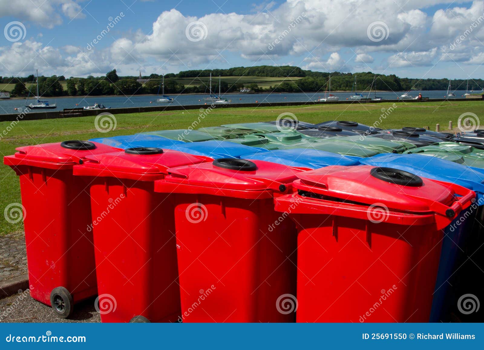 Multi-coloured bins. stock photo. Image of objects, cloud - 25691550