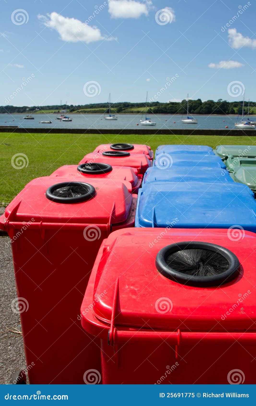 Multi-coloured bins. stock image. Image of colours, green - 25691775