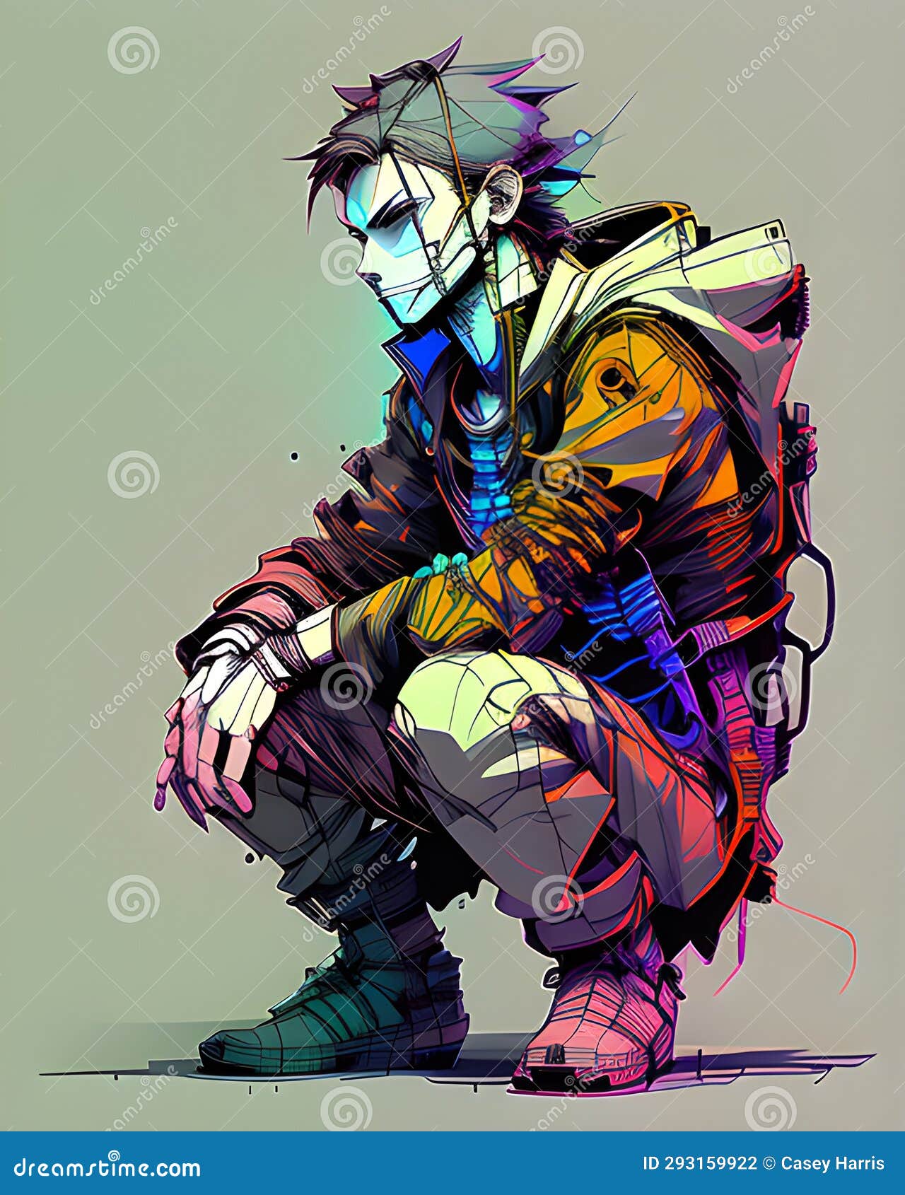 Multi Coloured Cartoon Ninja Stock Photo - Image of drawing, painting ...