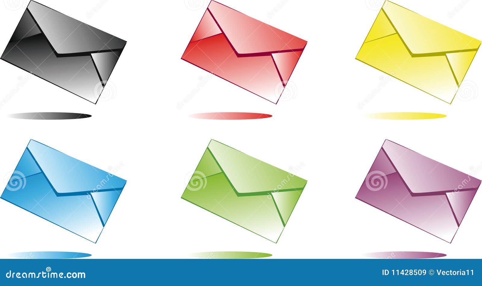 Multi-coloured envelopes stock vector. Illustration of picto - 11428509