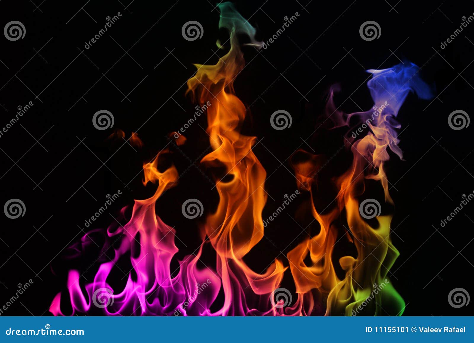 Multi-coloured Fire on a Black Background. Stock Image - Image of ...