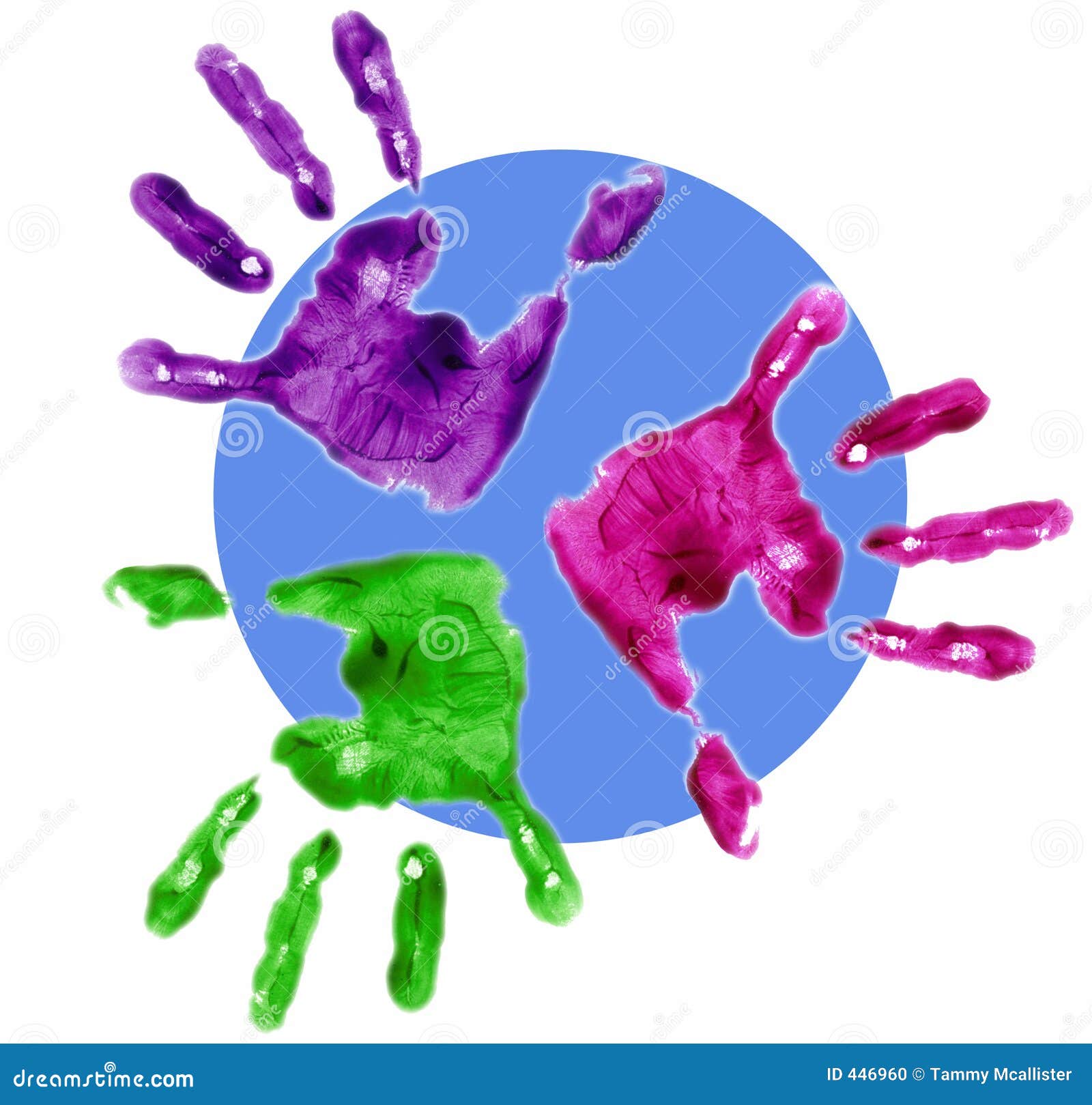 Multi Coloured Hand with Blue Circle Stock Illustration - Illustration ...