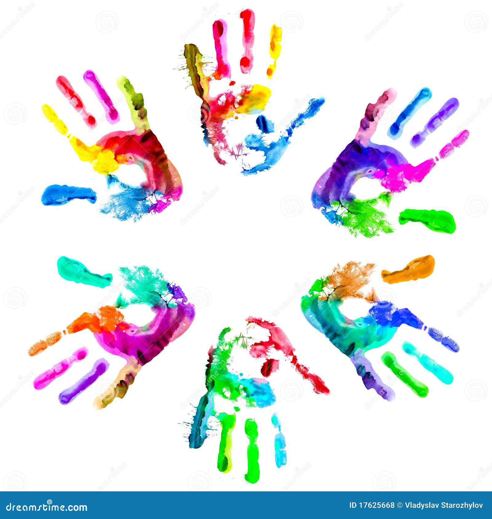 Multi coloured handprints. stock illustration. Illustration of harmony ...