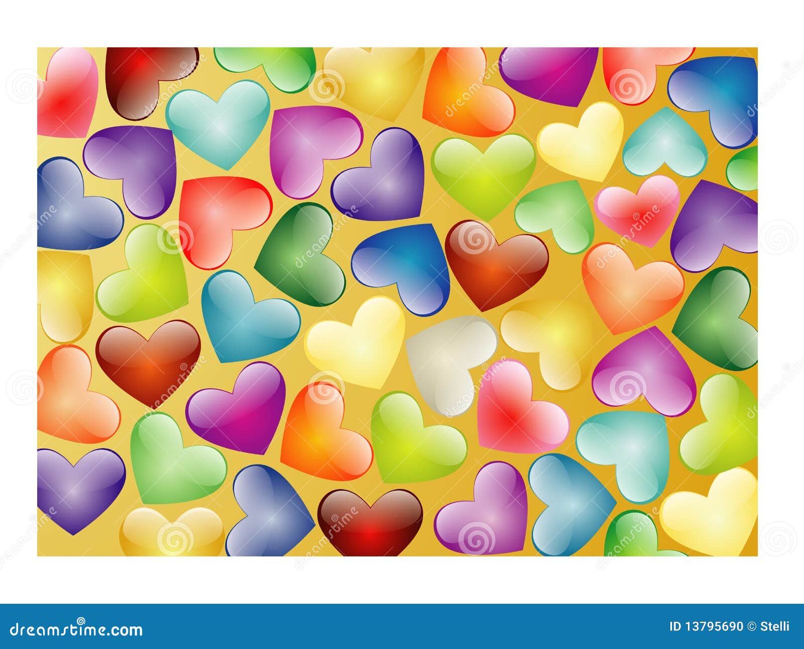 Multi-coloured hearts stock vector. Illustration of element - 13795690