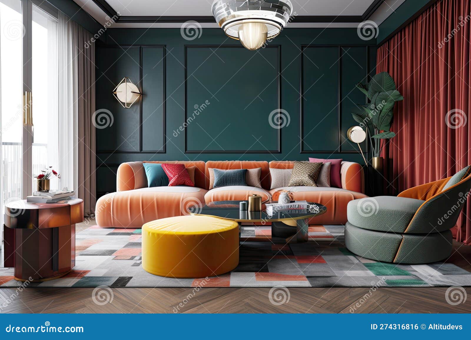 Multi-coloured Interiors with Bold Patterns and Textures Stock ...