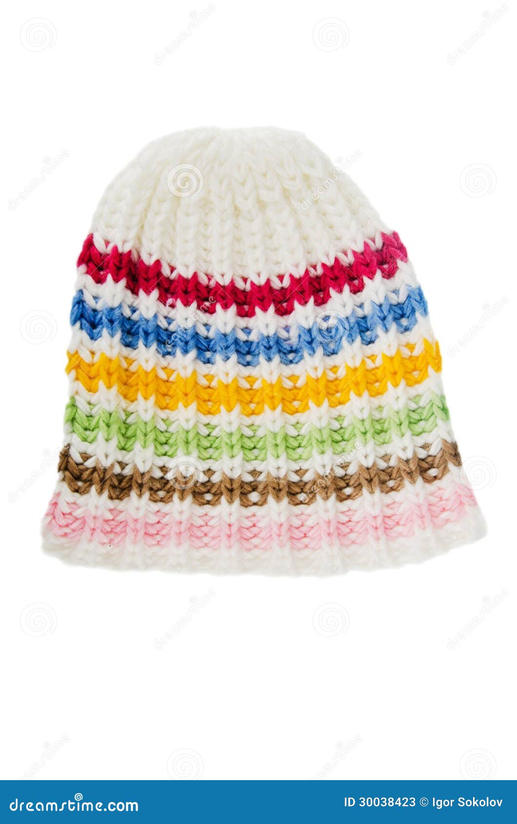Multi-coloured knitted hat stock image. Image of cotton - 30038423