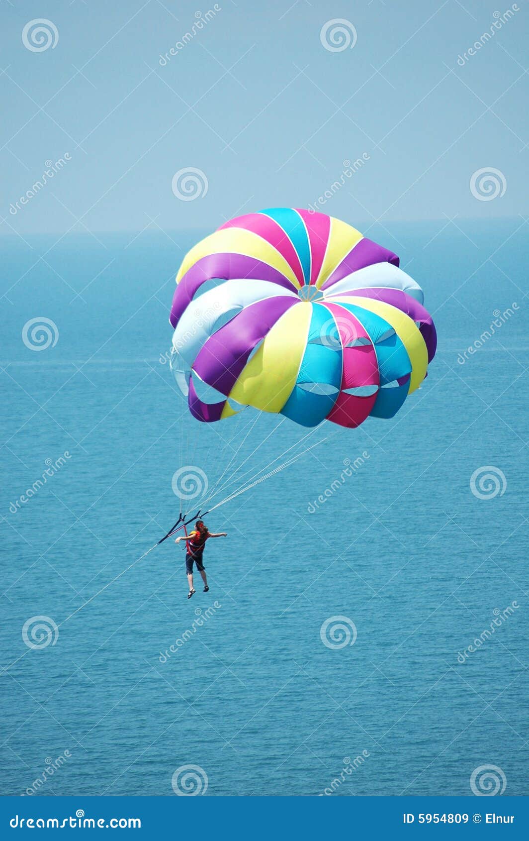 Multi Coloured Parachut E Over the Blue Sky Stock Image - Image of ...