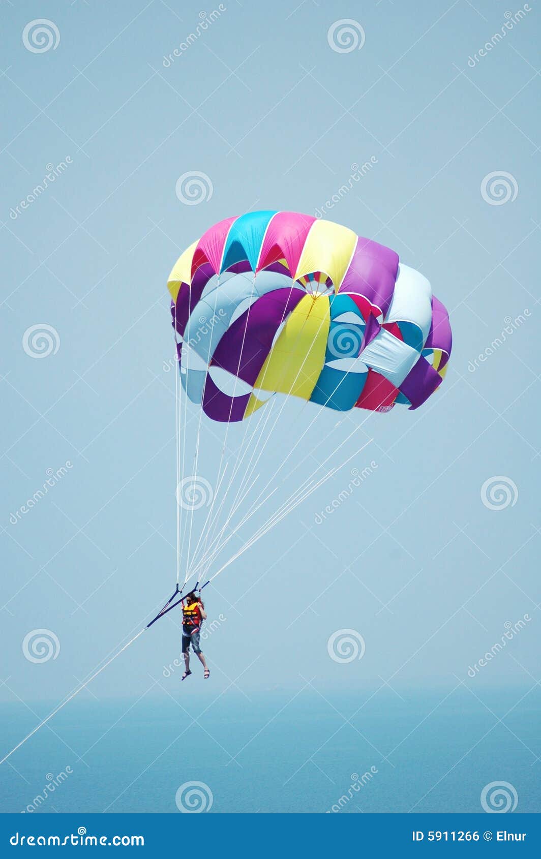 Multi Coloured Parachute Over the Blue Sky Stock Photo - Image of ...