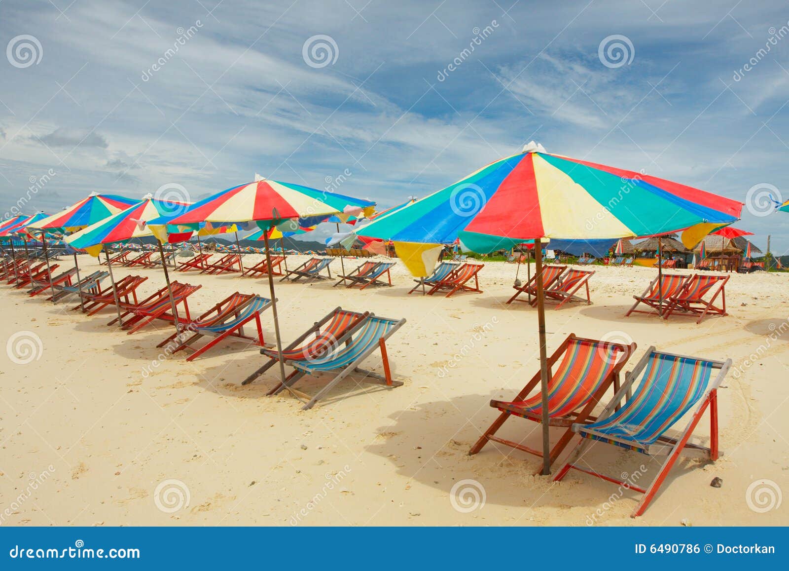 Multi Coloured Parasols on Empty Beach Stock Photo - Image of summer ...