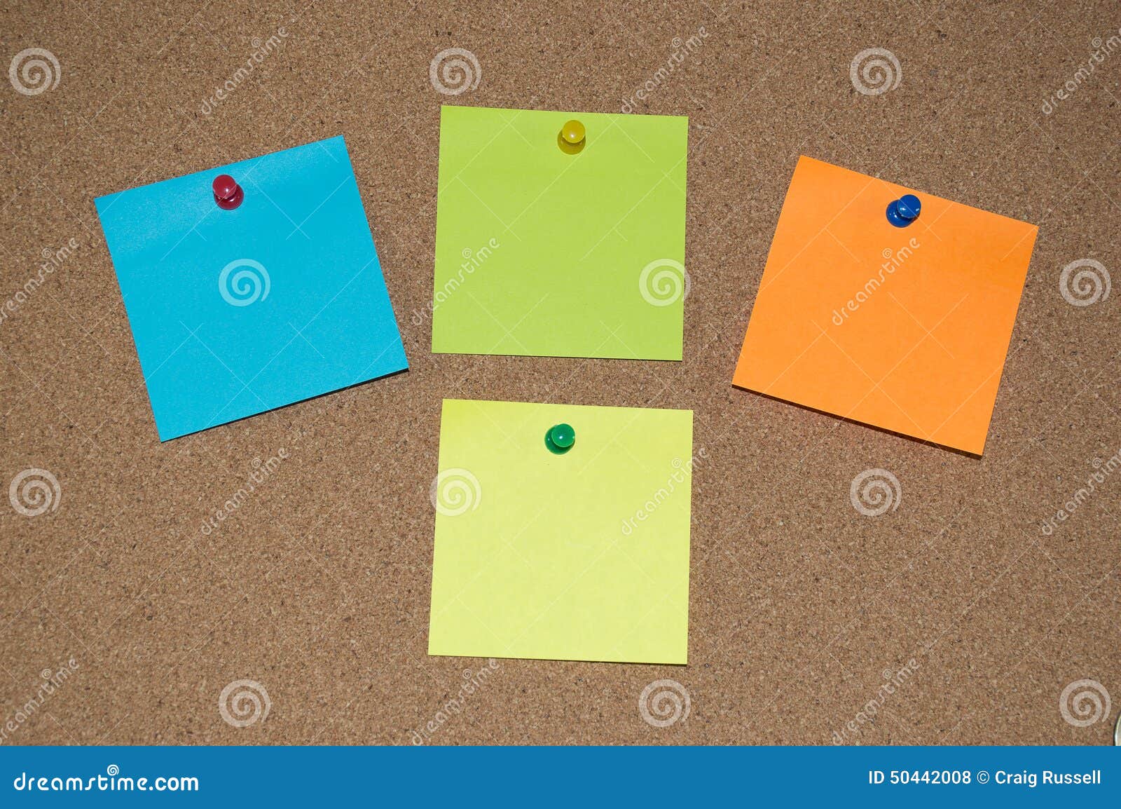 Multi Coloured Post it Notes on a Cork Board Stock Photo - Image of ...