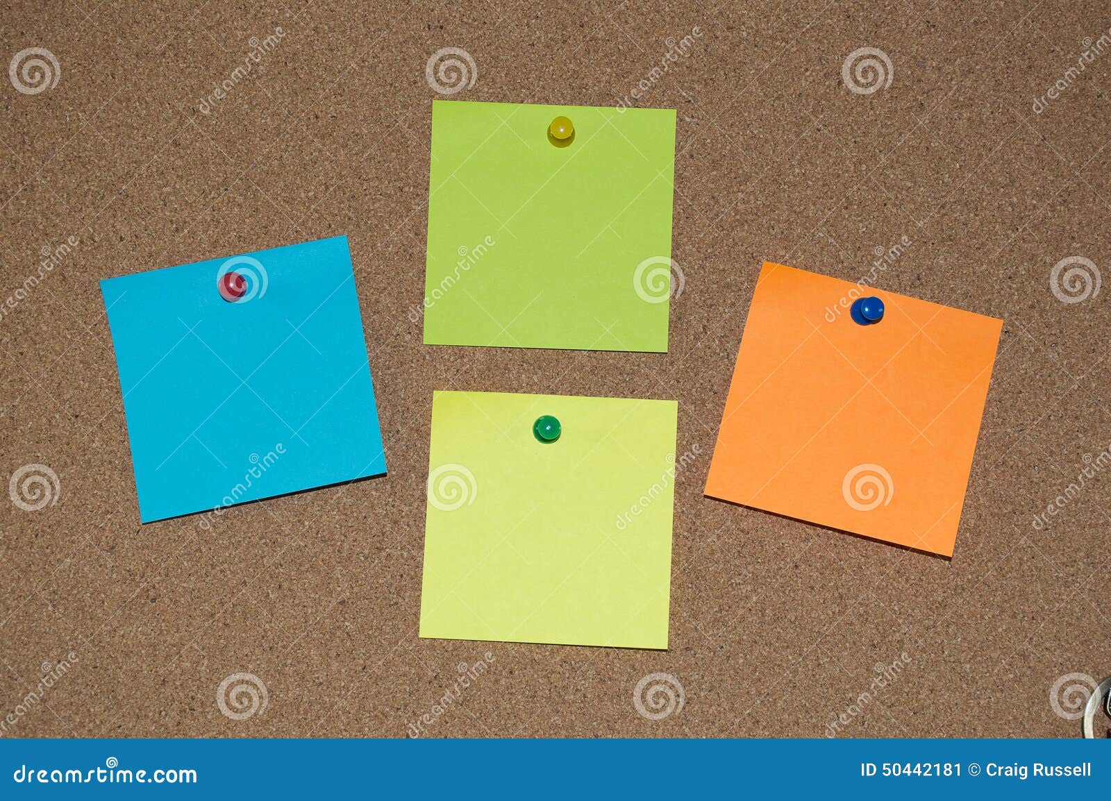 Multi Coloured Post it Notes on a Cork Board Stock Image - Image of ...
