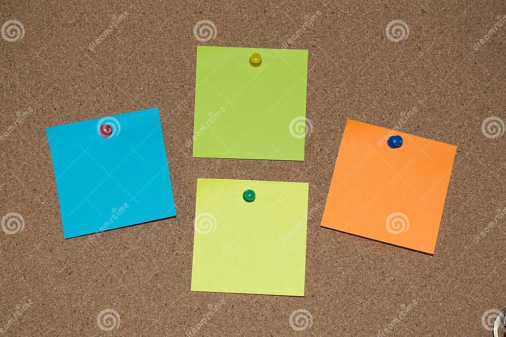Multi Coloured Post it Notes on a Cork Board Stock Image - Image of ...