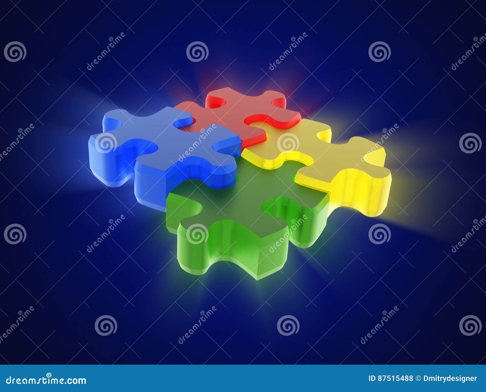 Multi-coloured Puzzle on Blue Background Stock Illustration ...