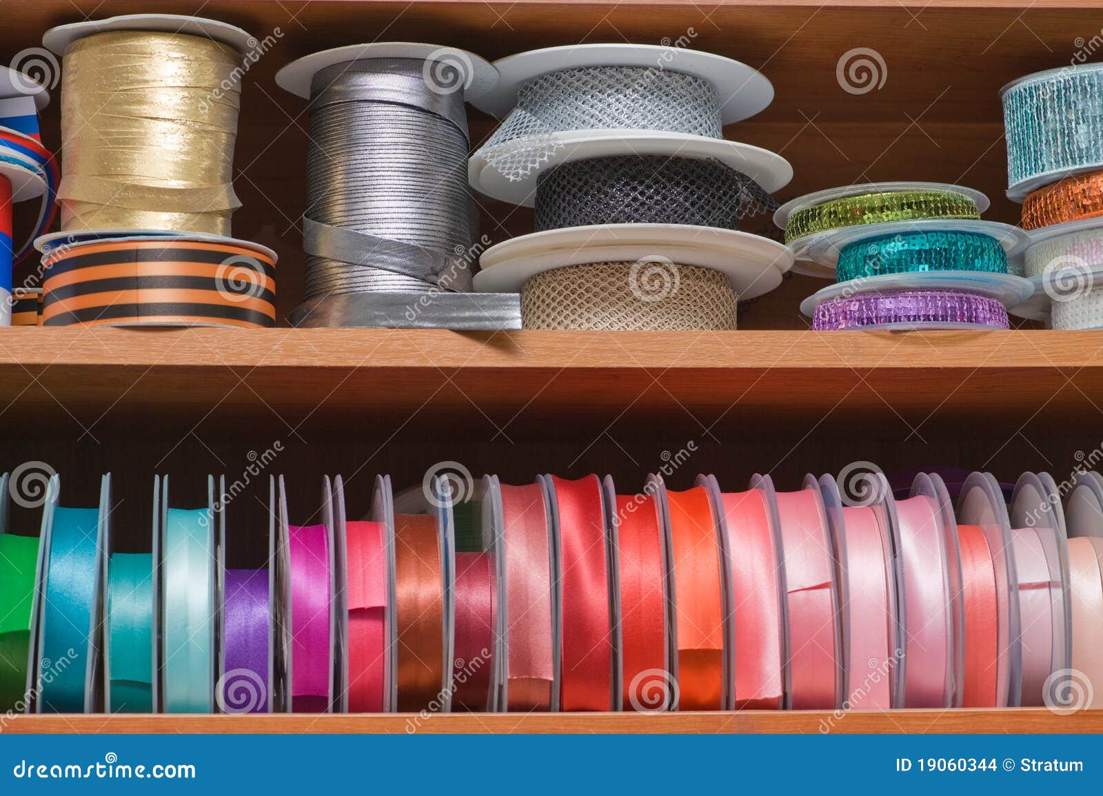 Multi coloured ribbon stock photo. Image of spool, decoration - 19060344