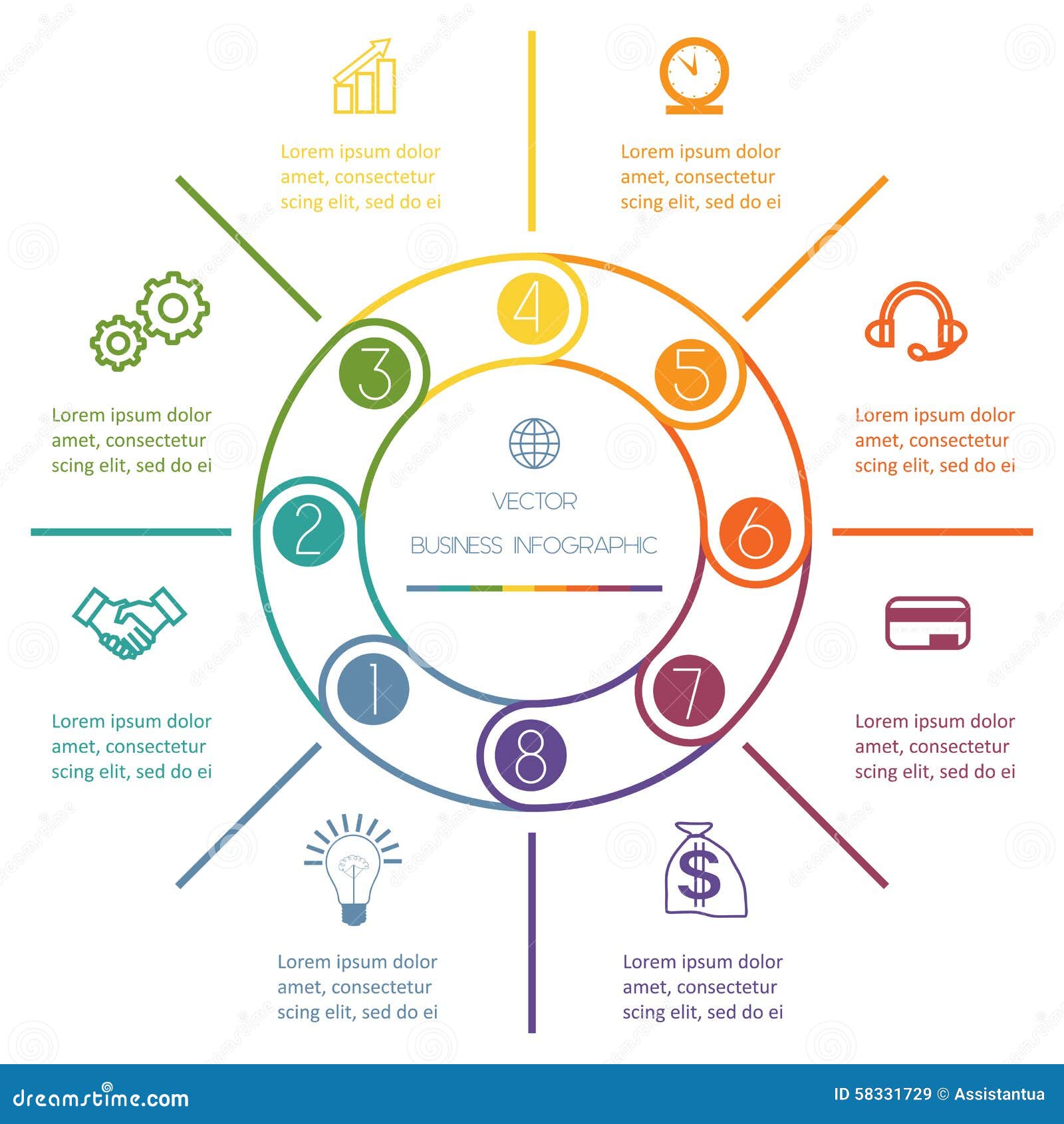 Multi-coloured Ring Infographic Eight Positions Stock Vector ...