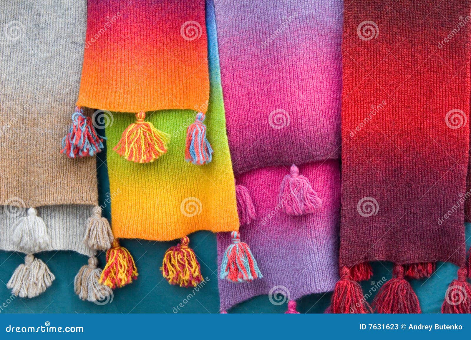 Multi coloured scarfs stock image. Image of fringe, colored - 7631623
