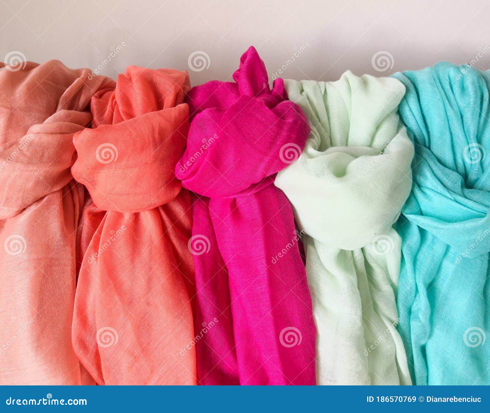 Multi coloured scarfs stock image. Image of fuchsia - 186570769