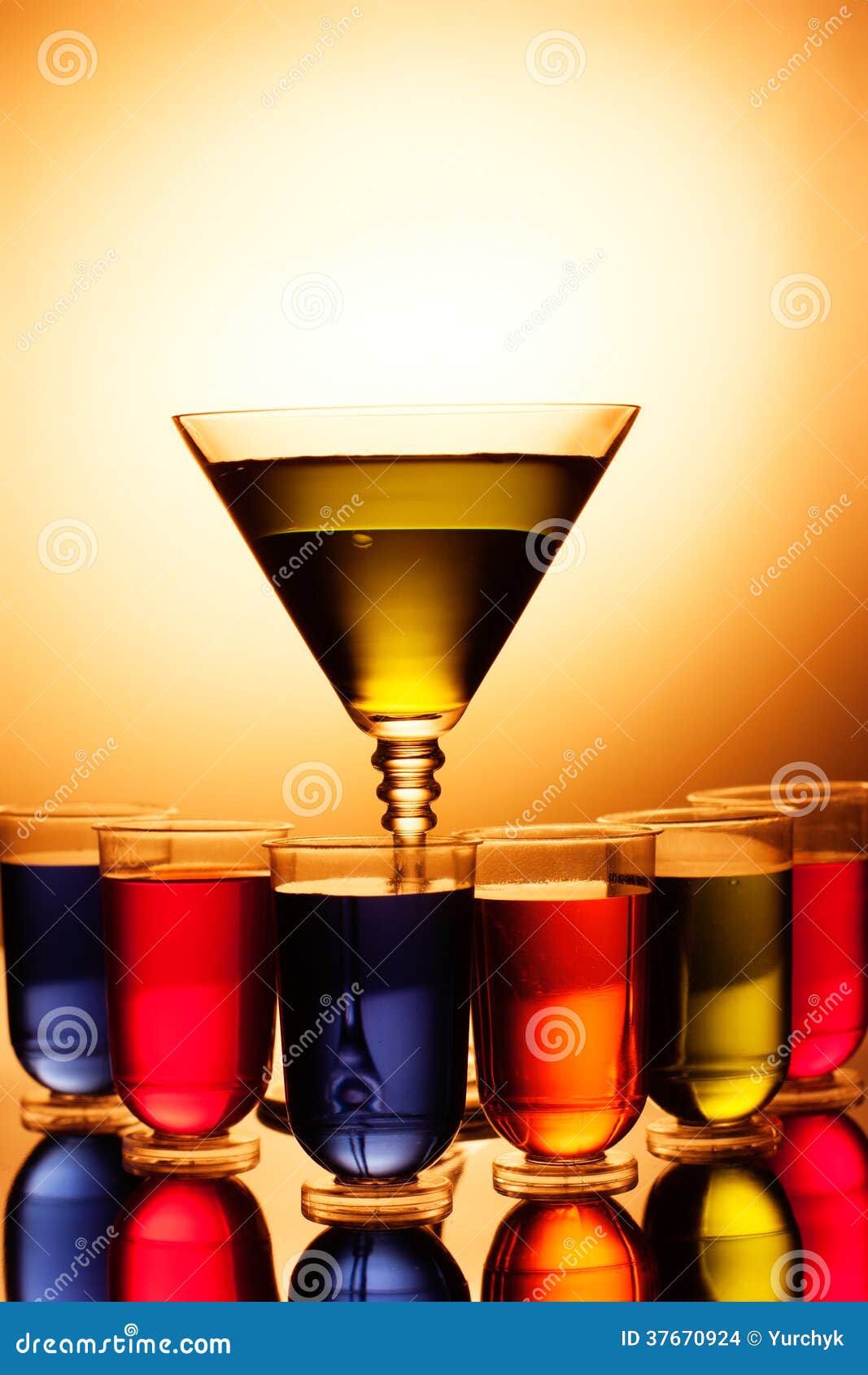 Multi-coloured Shots and Martini Glass Stock Photo - Image of object ...