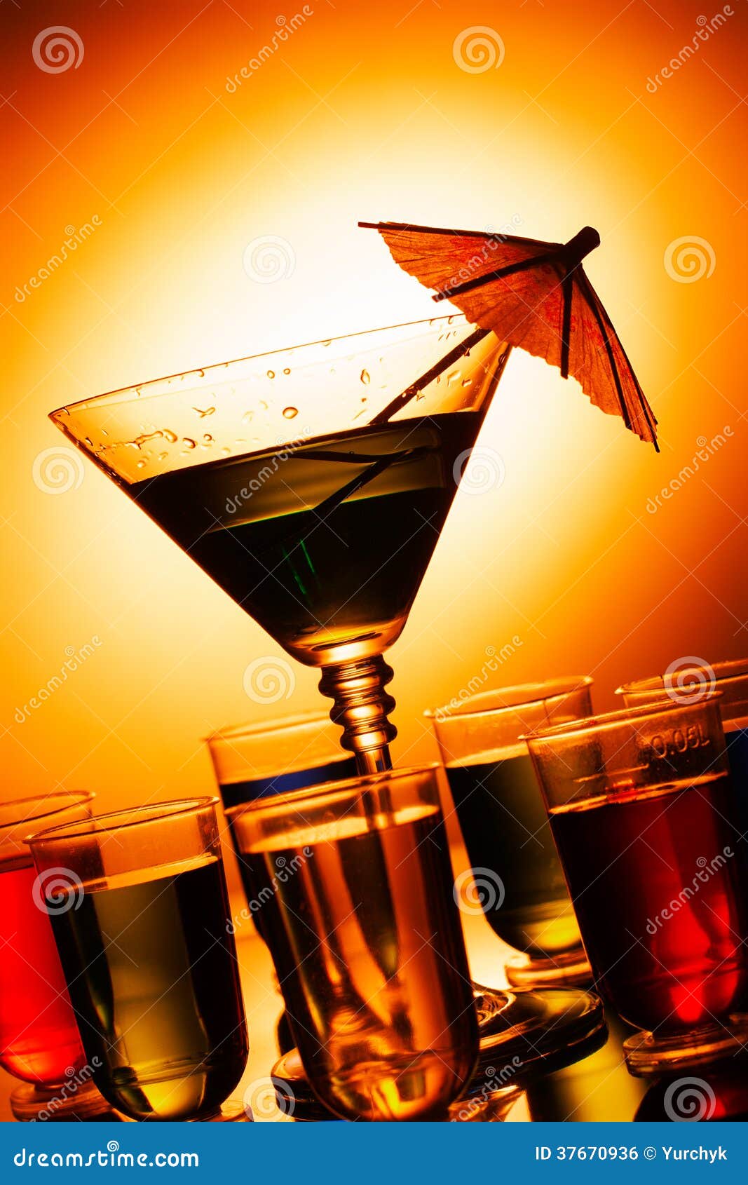 Multi-coloured Shots and Martini Glass Stock Photo - Image of ...