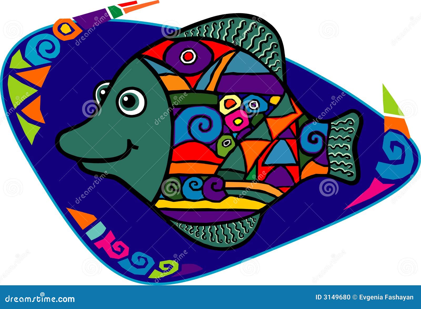 Multi-coloured small fish stock vector. Illustration of kids - 3149680