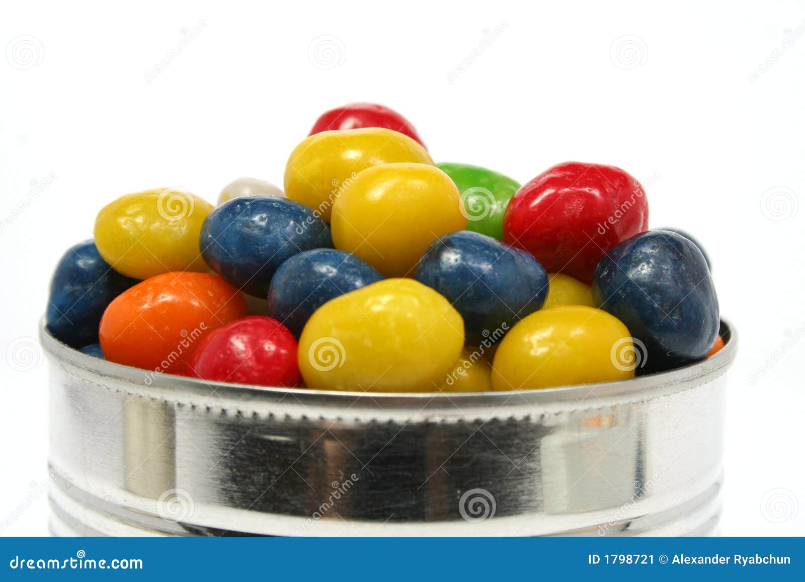 Multi-coloured Sweets With Raisin In Metal Bank 2 Picture. Image: 1798721