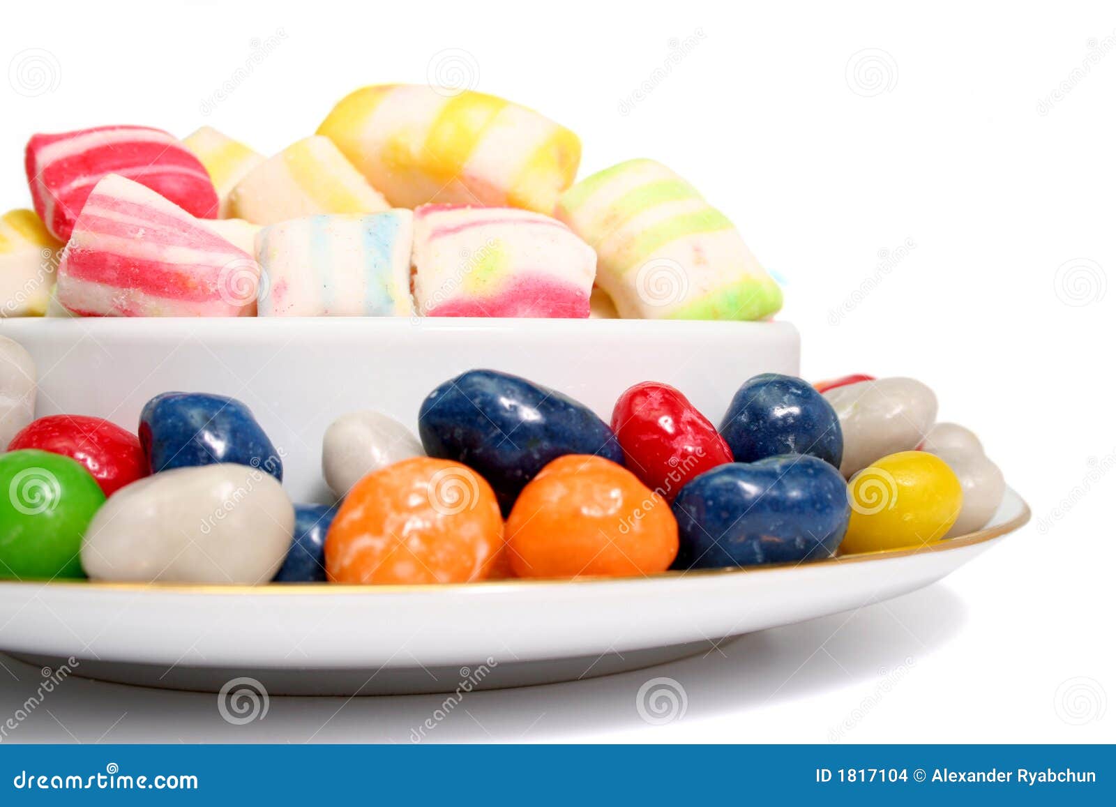 Multi-coloured Sweets of Two Kinds in a Plate Stock Photo - Image of ...