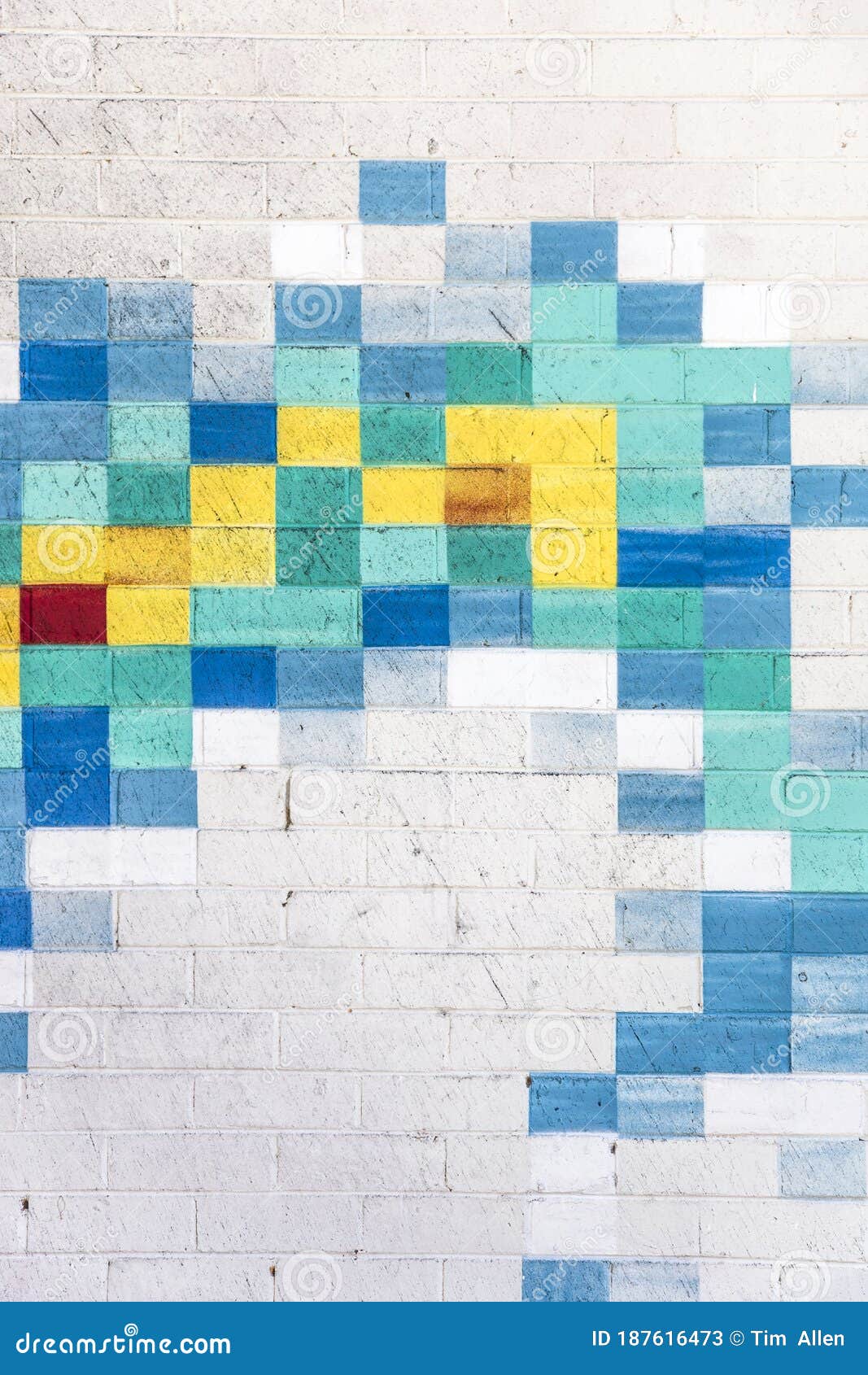 Rainbow Colored Tiles Painted on White Brick Wall Stock Image - Image ...