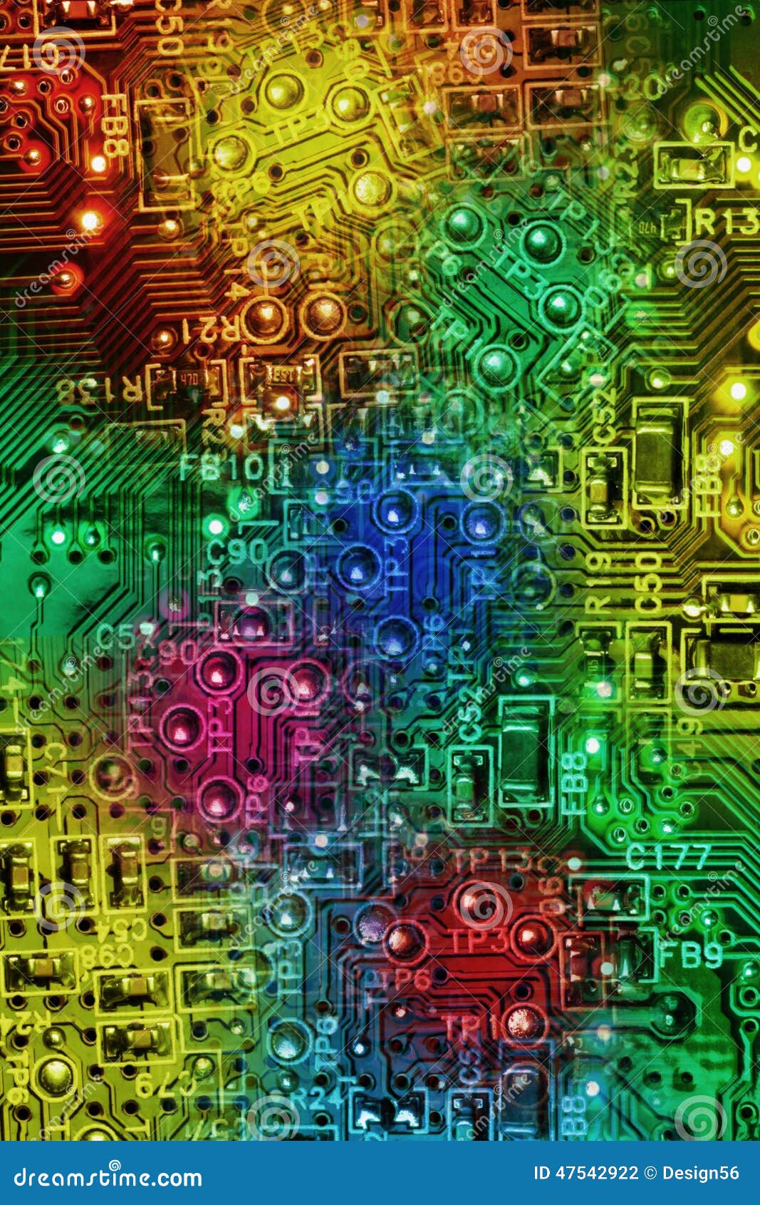 Multi Colours Abstract Electronic Circuit Background Stock Photo ...