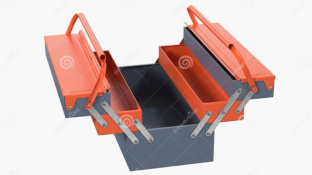 Multi-Compartment Folding Tool Box with Handles Stock Photo - Image of ...