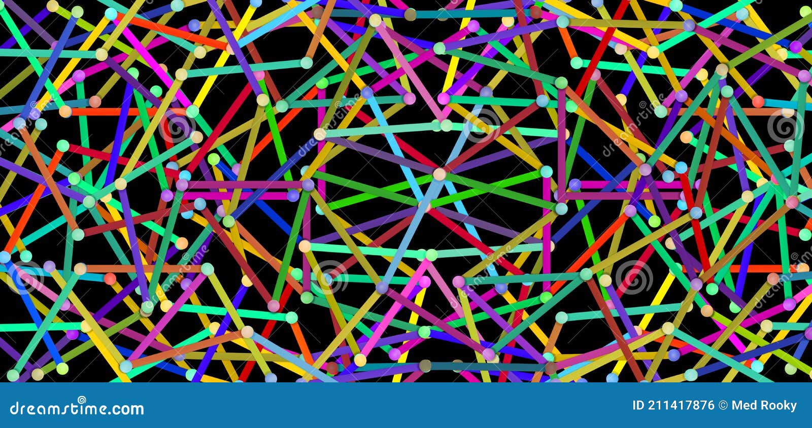 Multi Connection Connected Lines Color Abstract in Black Space ...