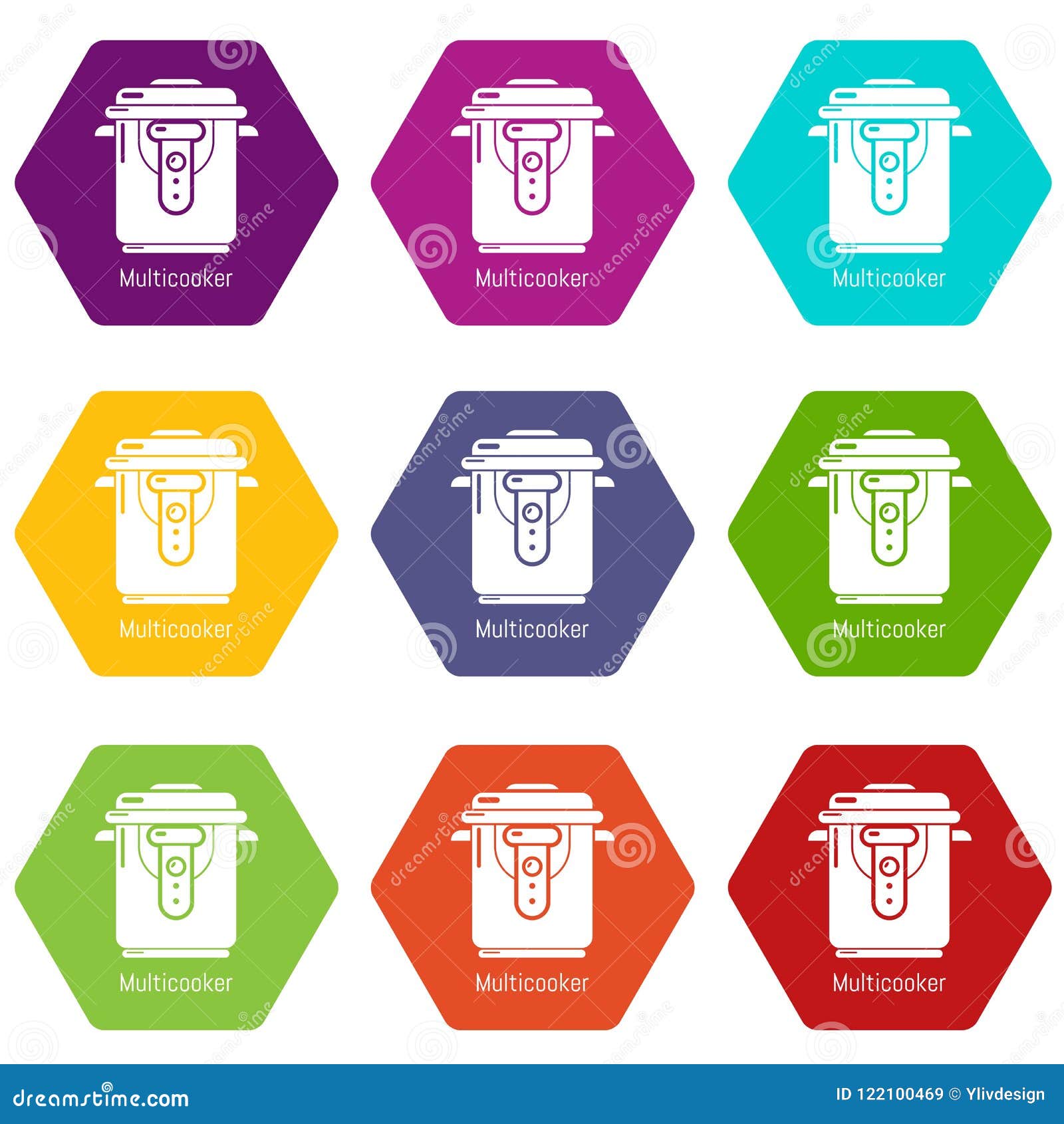 Multi Cooker Icons Set 9 Vector Stock Vector - Illustration of home ...