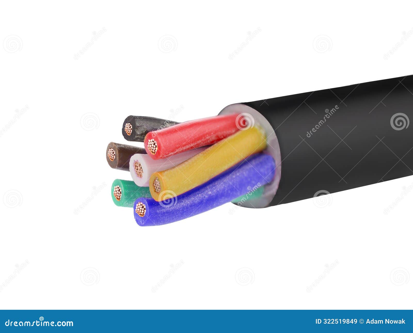 Multi-Core Electrical Cable Isolated on White Stock Image - Image of ...