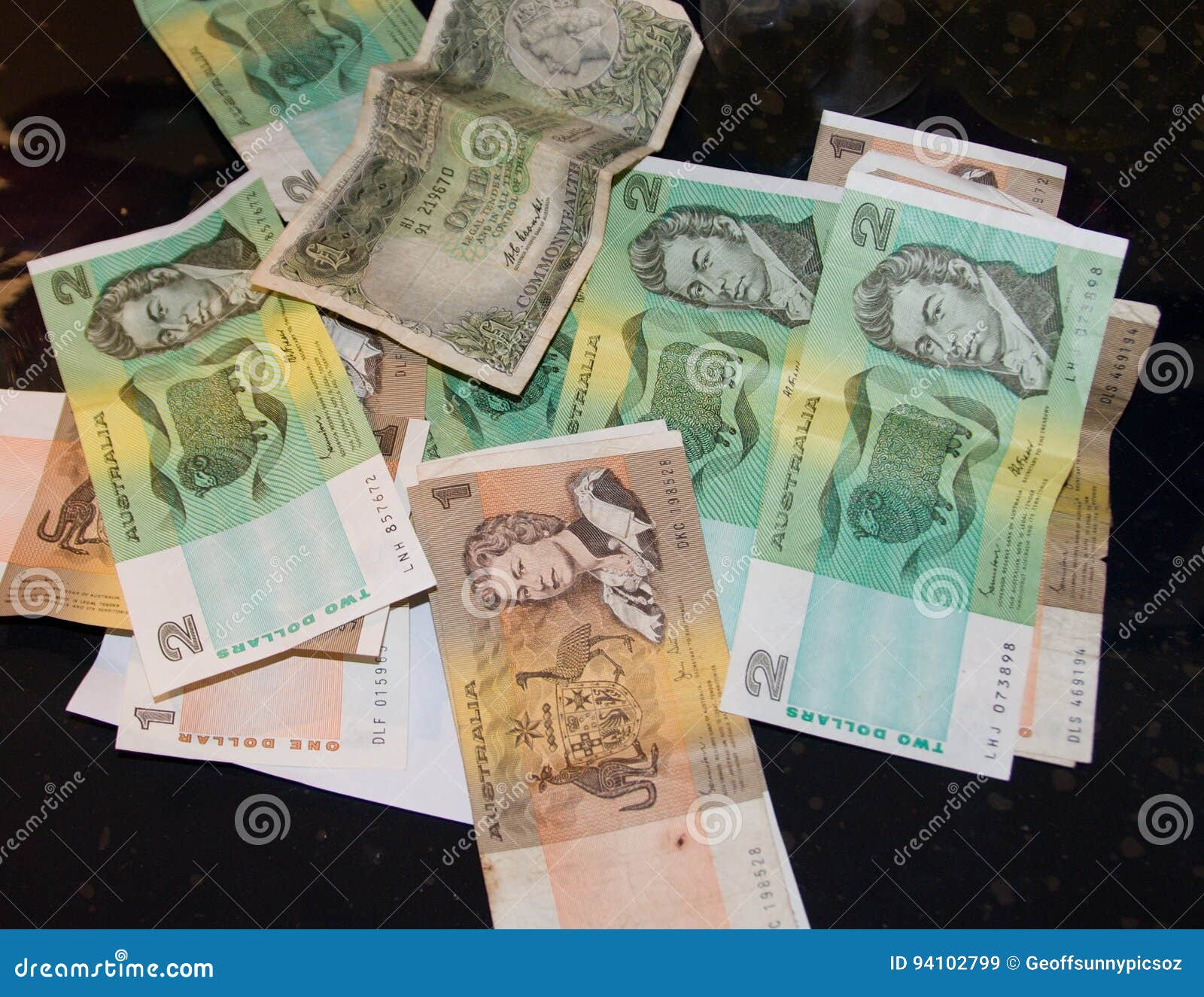 Multi Denomination Vintage Australian Paper Bank Notes Crumpled ...