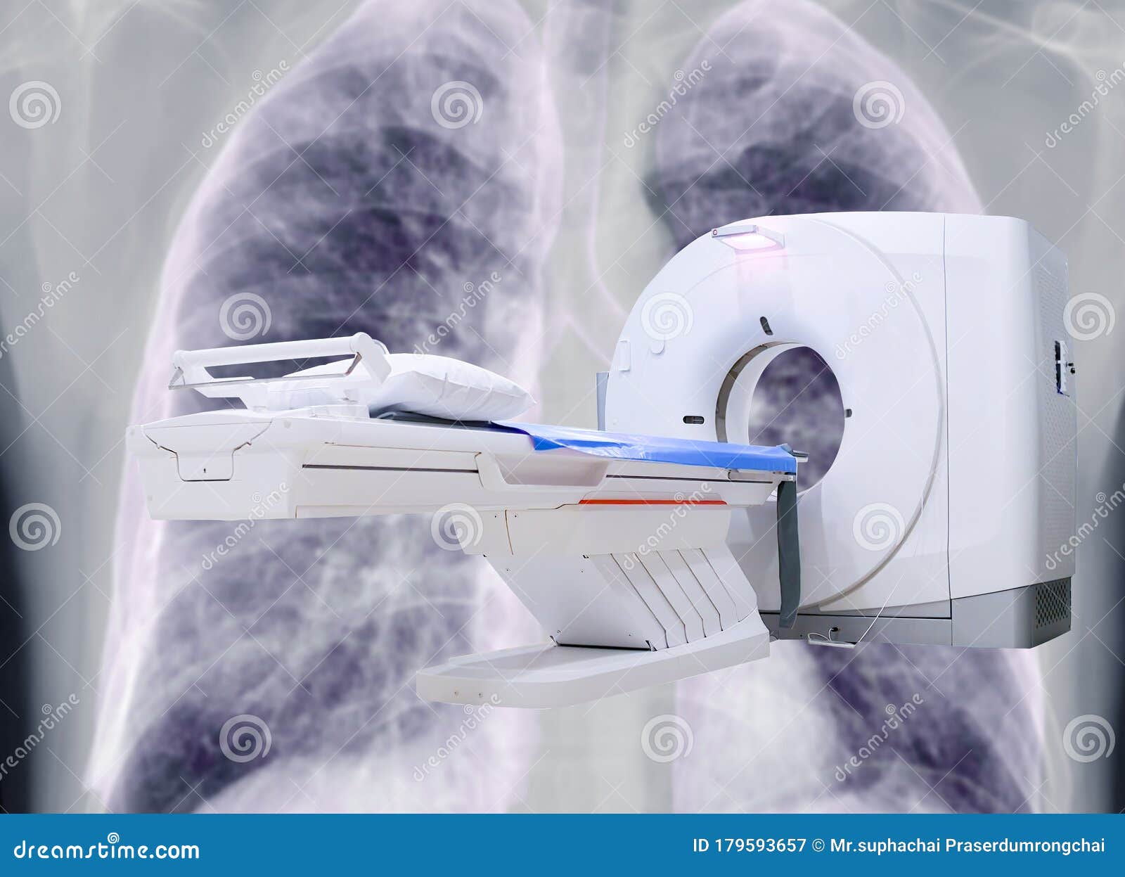 Multi Detector CT Scanner Computed Tomography on Chest X-ray Background ...