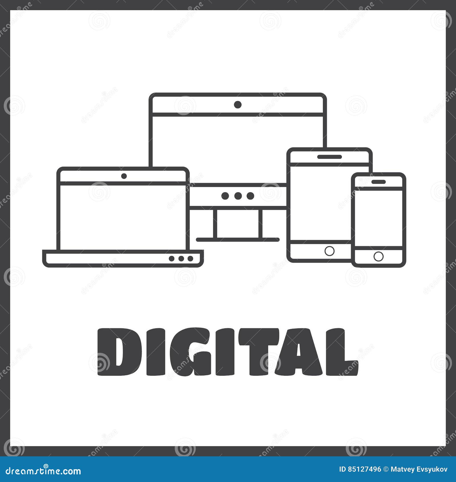 Multi Device Icons: Smartphone, Tablet, Laptop and Desktop Computer ...